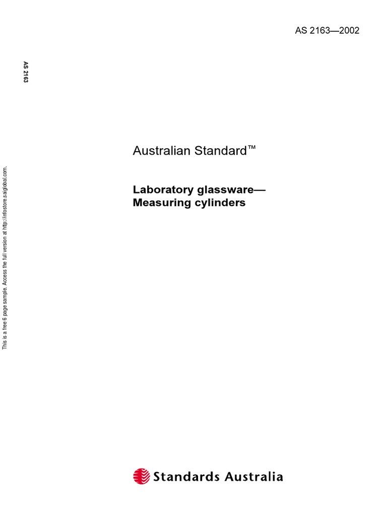 As 2163-2002 Laboratory Glassware - Measuring Cylinders | PDF | Litre ...