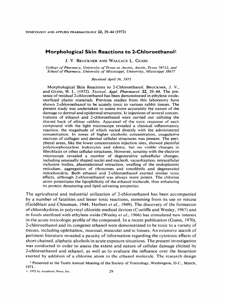 Morphological Skin Reactions To 2-Chloroethanol | PDF | Ethanol