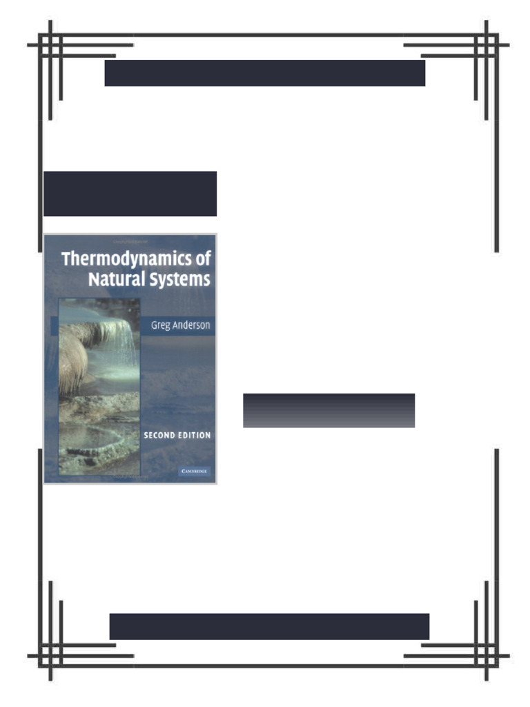 Thermodynamics of Natural Systems 2nd Edition G. M. Anderson ebook ...