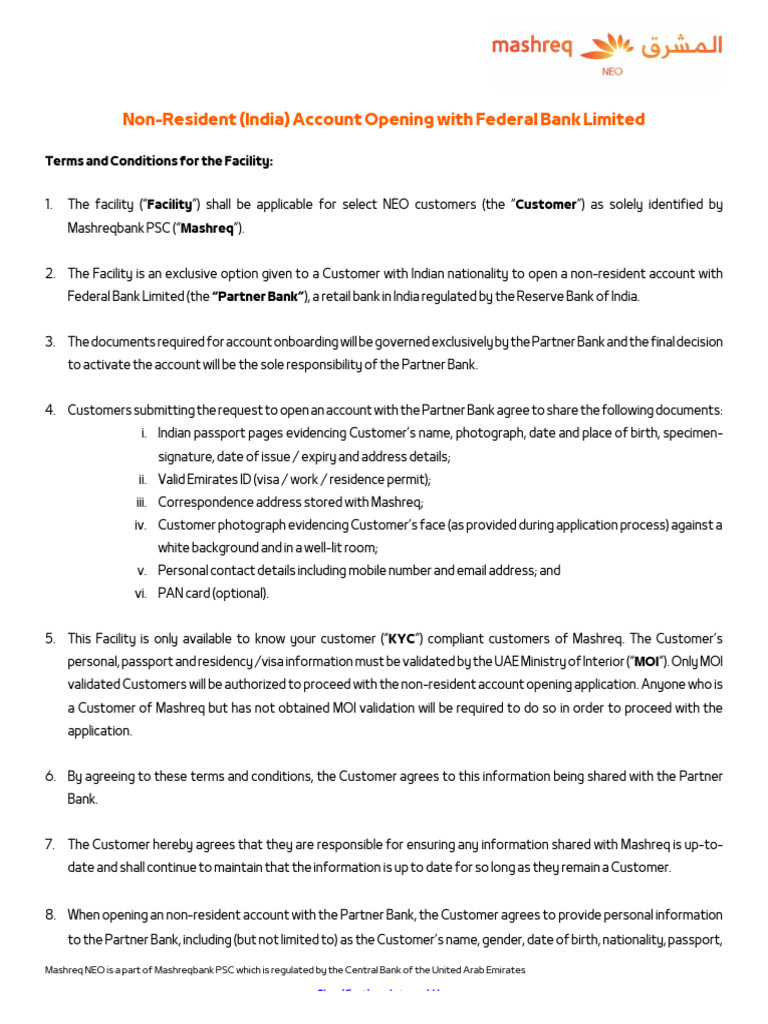 Non-Resident Account Opening Terms | PDF | Justice | Crime & Violence