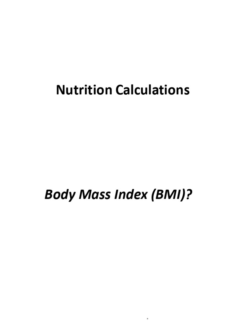 Nutrition Calculations Lecture 6 (1) | PDF | Body Mass Index | Obesity