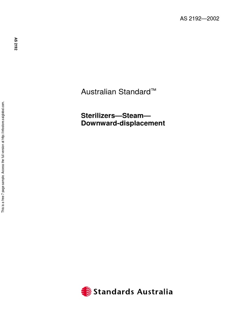 As 2192-2002 Sterilizers - Steam - Downward-Displacement | PDF | Steam ...
