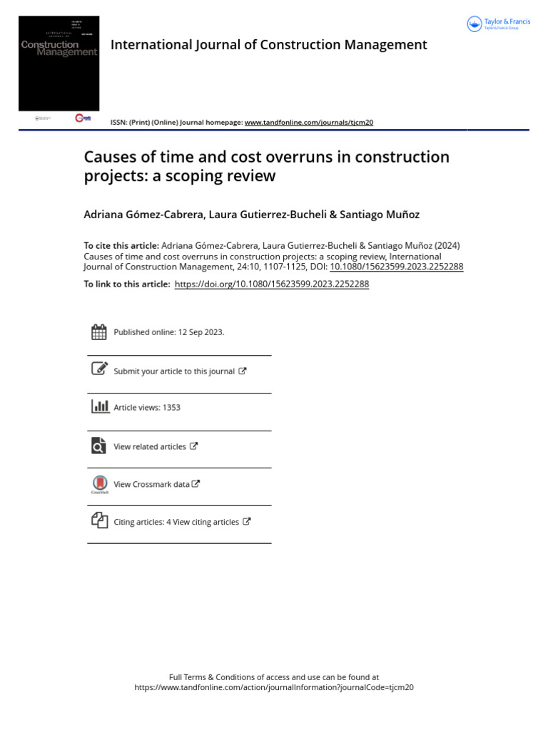 Causes of Time and Cost Overruns in Construction | PDF | Systematic ...