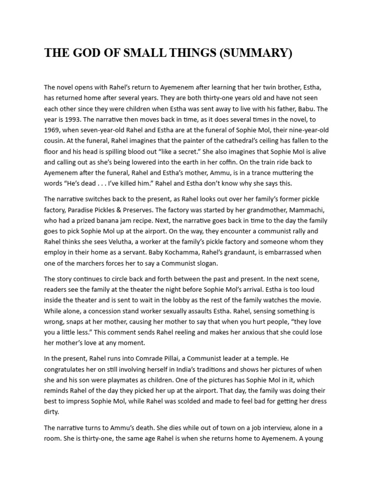 The God of Small Thing Summary | PDF