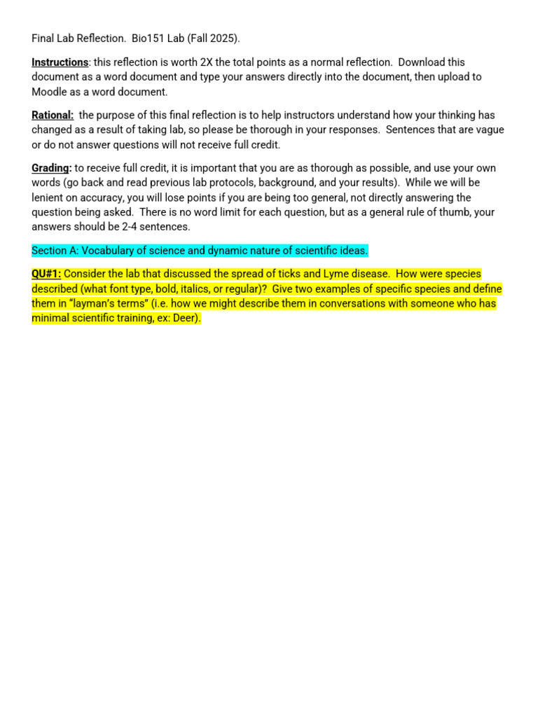 Weekly Reflection - Final Reflection (1) | PDF | Science | Reading ...