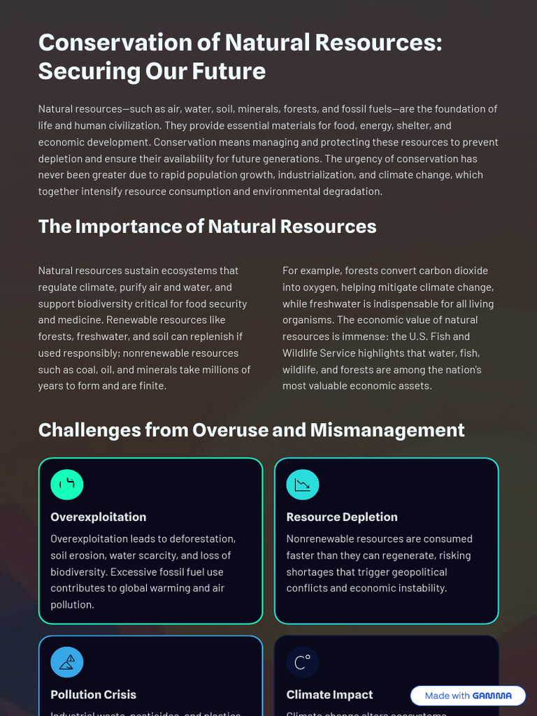 Conservation of Natural Resources Securing Our Future | PDF