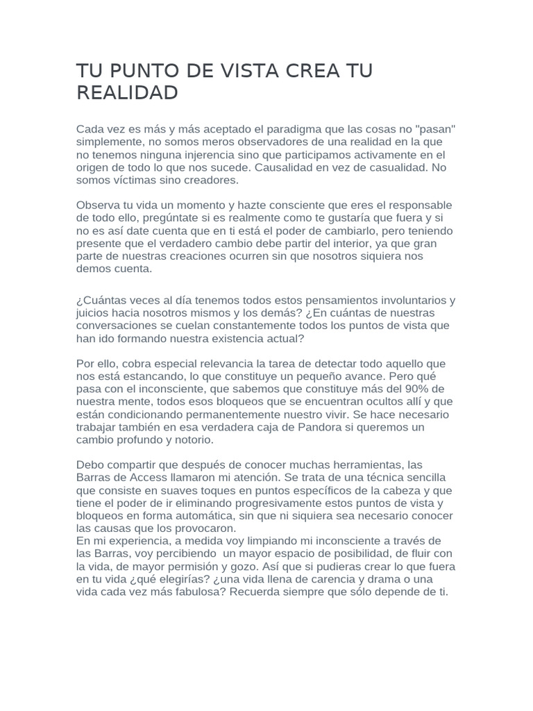 Tu Punto de Vista Crea Tu Realidadd | PDF