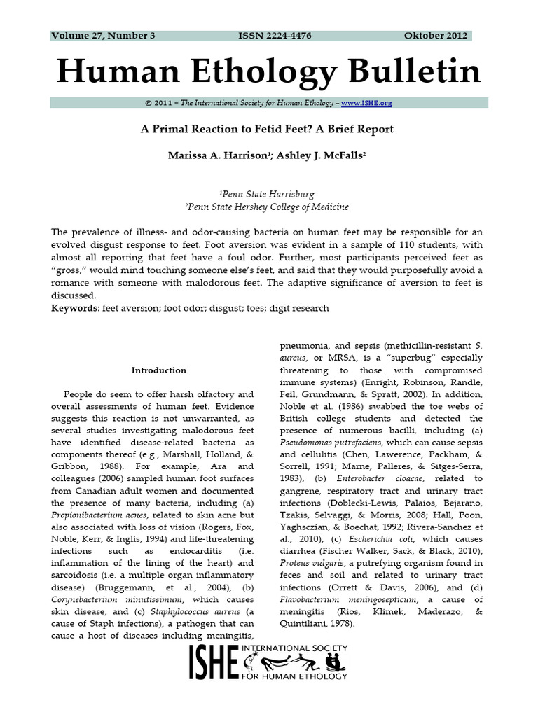 A Primal Reaction To Fetid Feet A Brief Report | PDF | Disgust ...