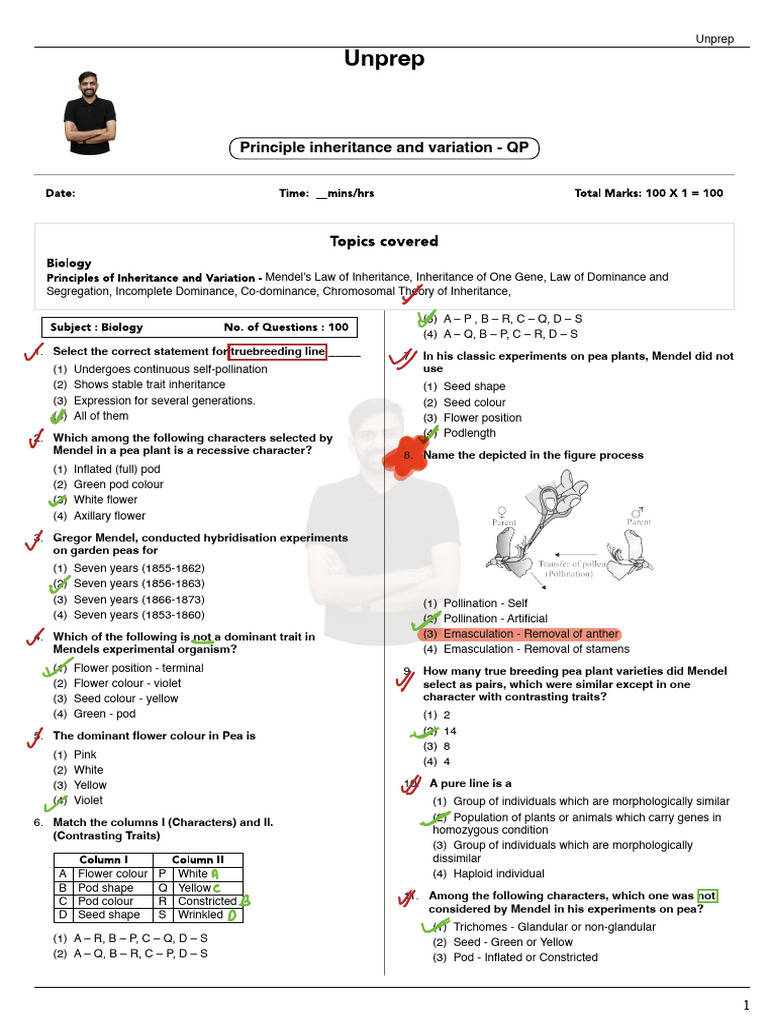 Mendelian Genetics: Inheritance Laws Quiz | PDF | Dominance (Genetics ...
