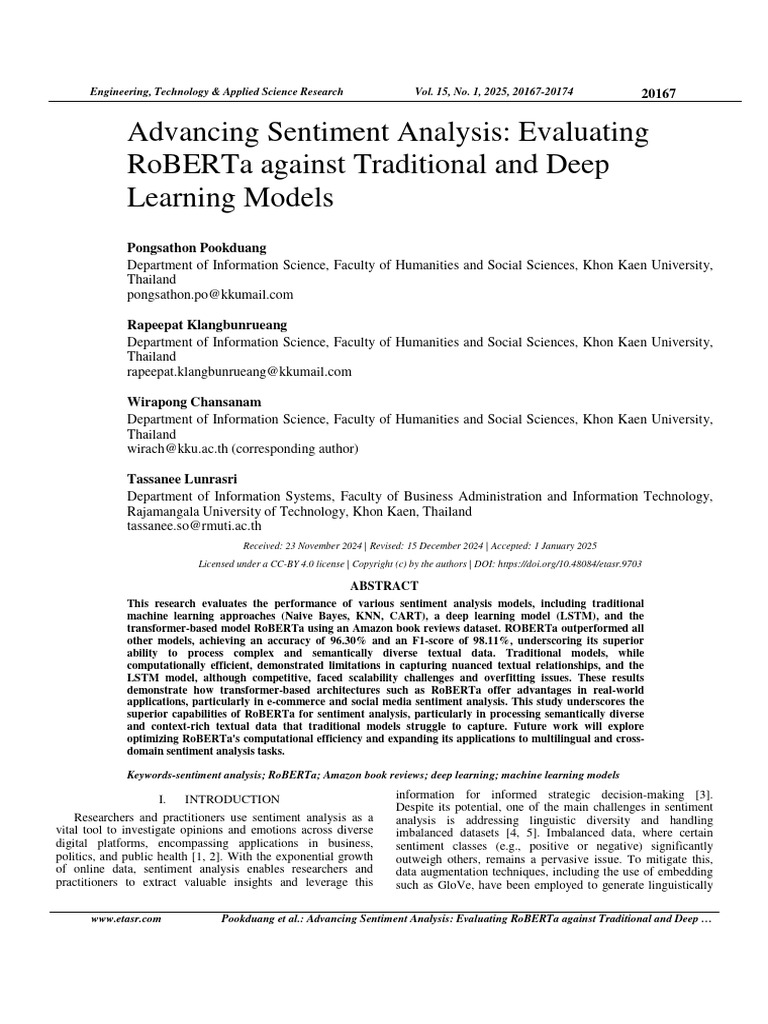 RoBERTa vs. Traditional Sentiment Models | PDF | Deep Learning | Algorithms