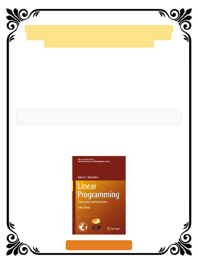 Linear Programming Foundations and Extensions 5th Edition Robert J ...