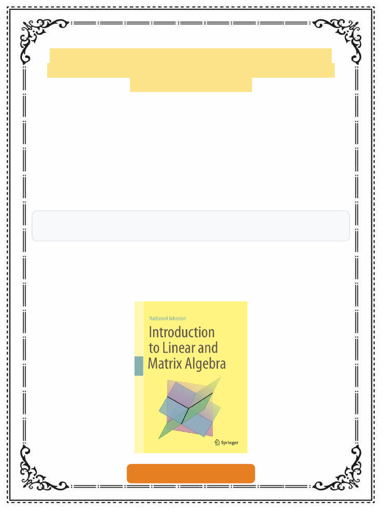 Introduction to Linear and Matrix Algebra 1st Edition Nathaniel ...
