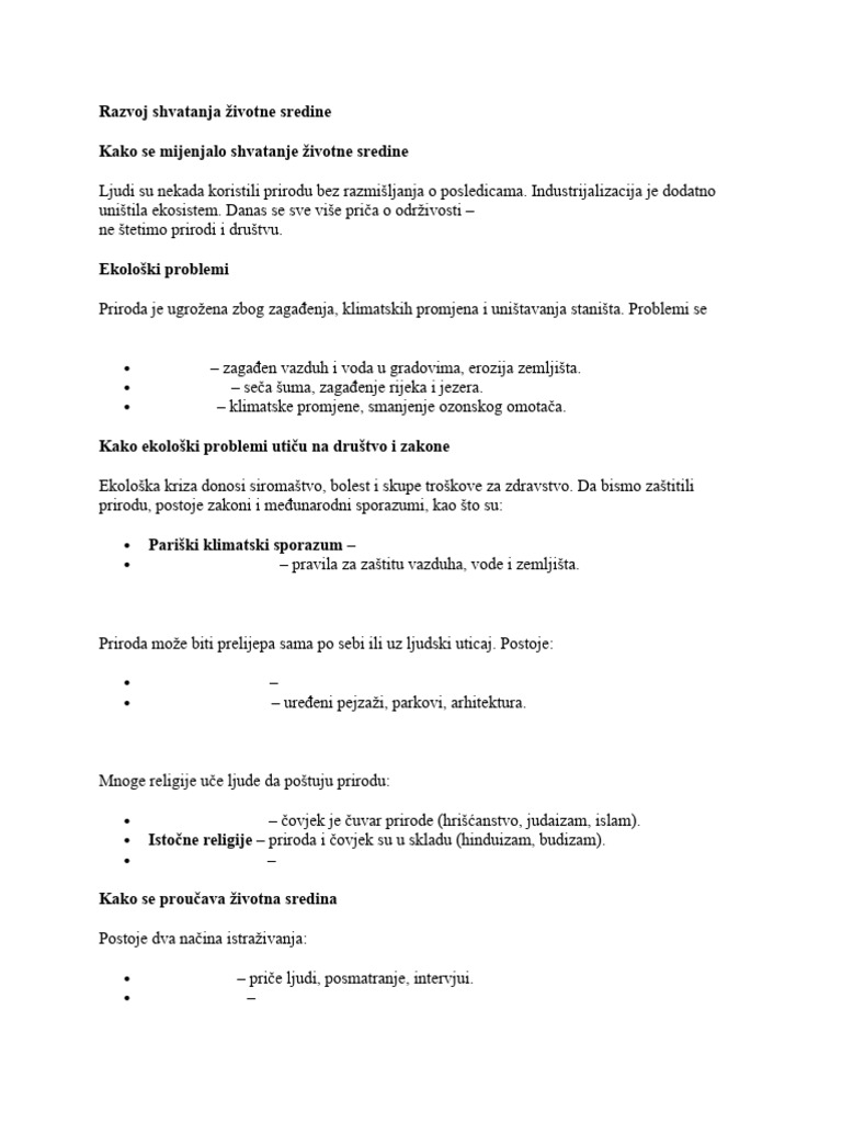 Priprema Za Ispit Druga Godina Zivotna Sredina | PDF