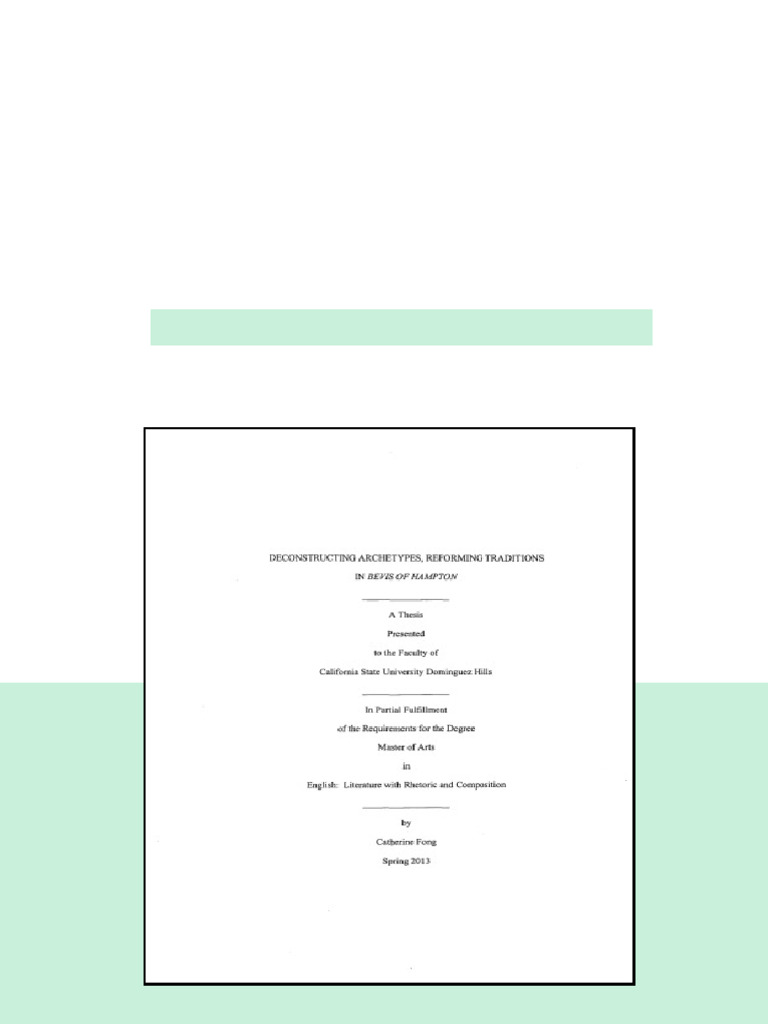 Deconstructing Archetypes Reforming Traditions In Bevis Of Hampton ...