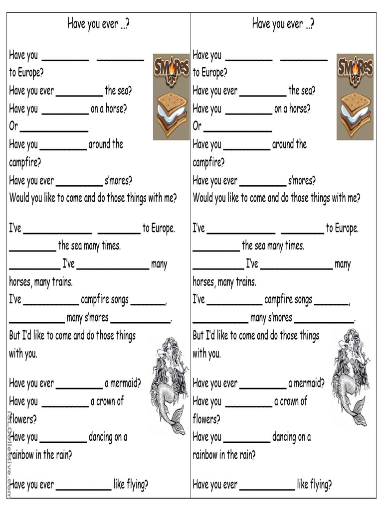 Have You Ever..._ - Song Worksheet | PDF