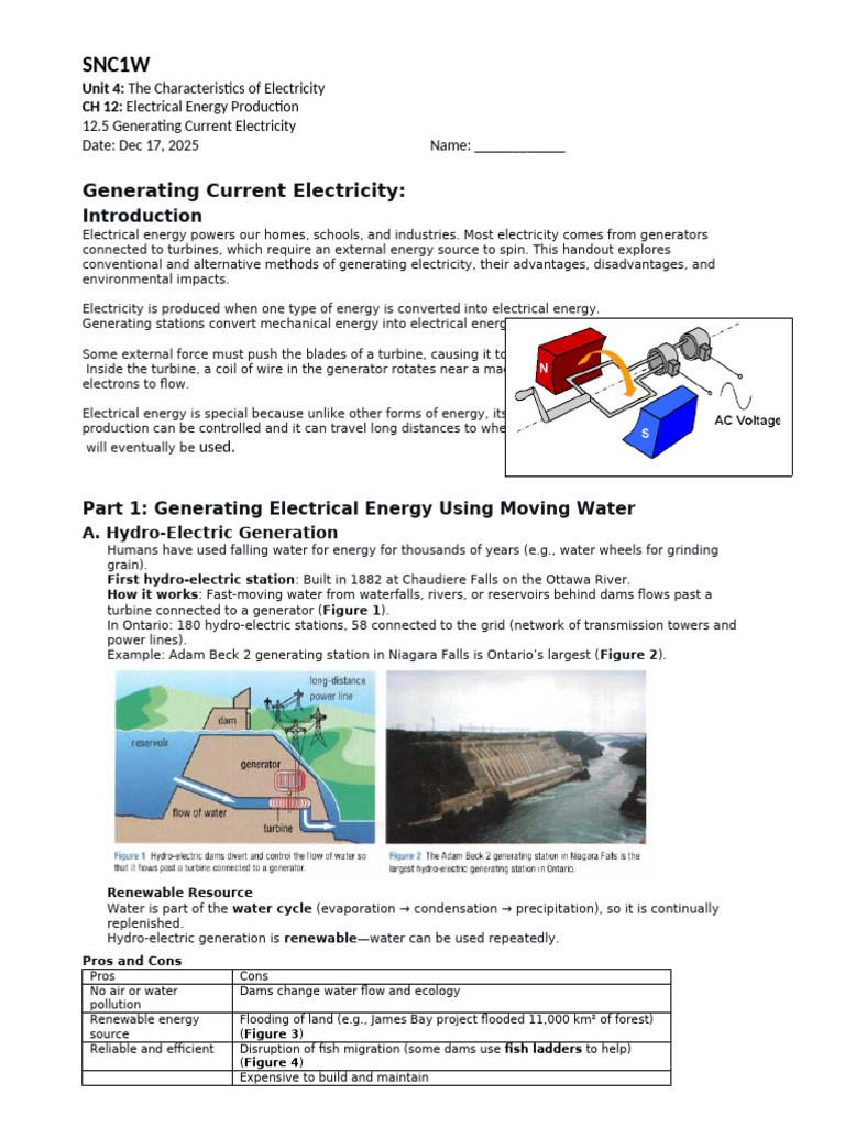 Generating Current Electricity Methods | PDF | Renewable Energy ...