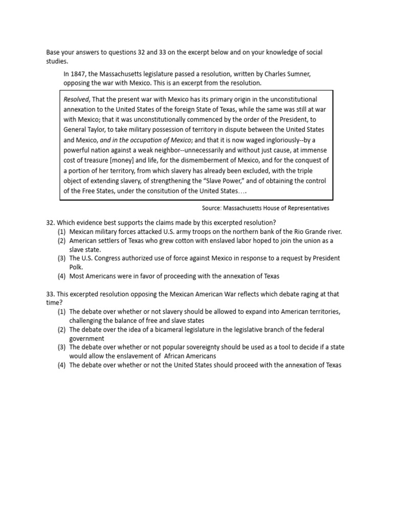Regents Review Pre Civil War part 2 | PDF | The United States ...