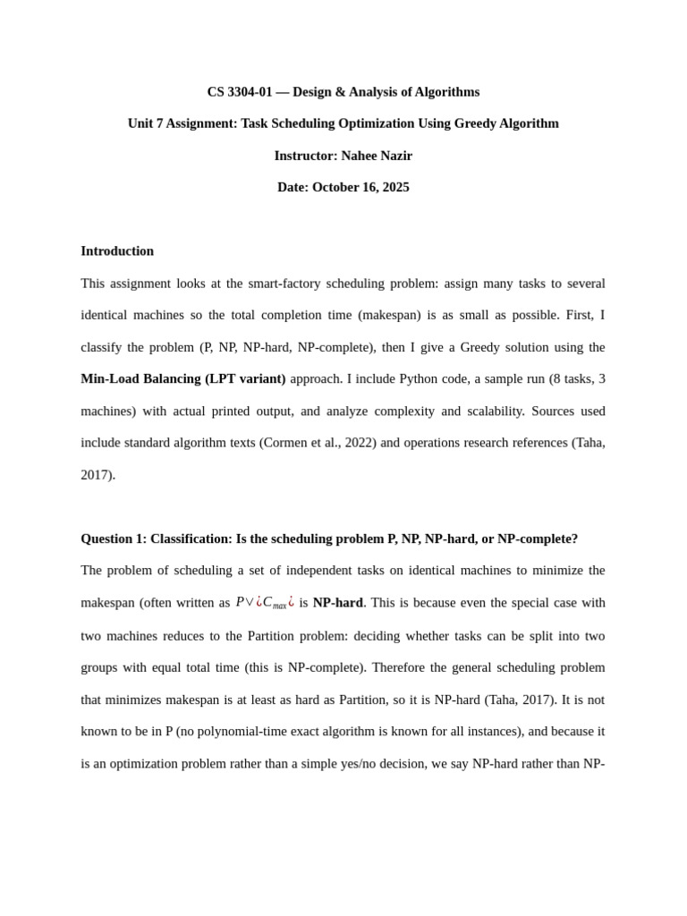 CS 3304-01 — Design & Analysis of Algorithms UNIT 7 | PDF | Computational Science | Mathematical ...