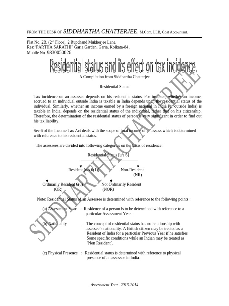 Residential Status | PDF | Taxes | Economies