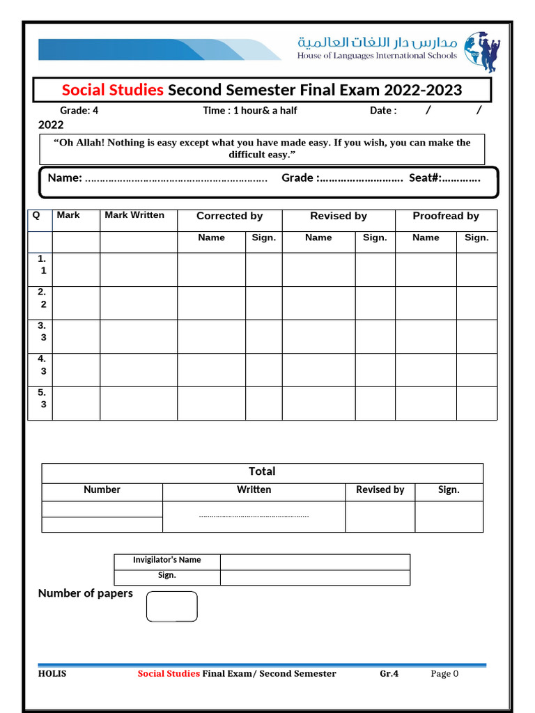 Social Studies Final Exam Second Semester | PDF | Liberal Arts Education