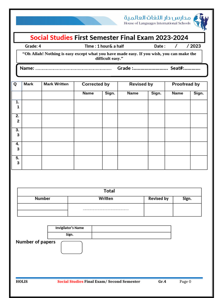 Social Studies Final Exam First Semester | PDF