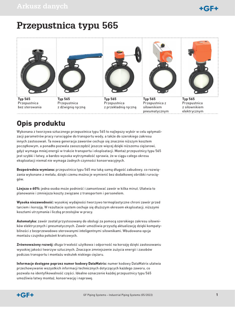 gfps-datasheet-565-butterfly-valve-PL | PDF