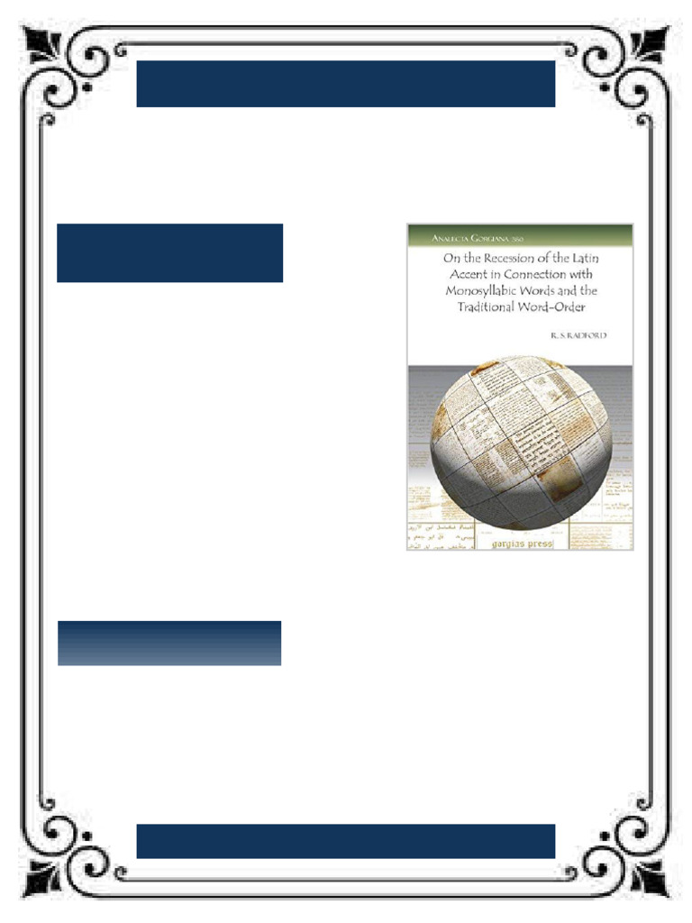 On the Recession of the Latin Accent in Connection with Monosyllabic ...