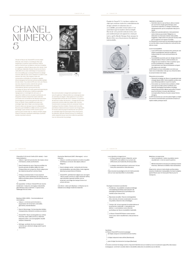 Chanel N°5 : Icône du design minimaliste | PDF | Articles de luxe | Marque