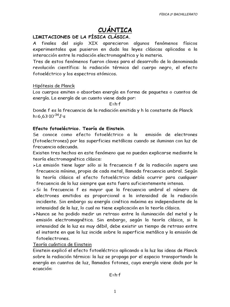 Fundamentos de Física Cuántica en Bachillerato | PDF | Efecto ...