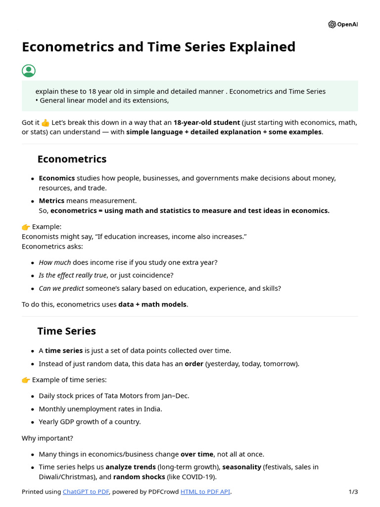Econometrics and Time Series --Merged | PDF | Multicollinearity ...