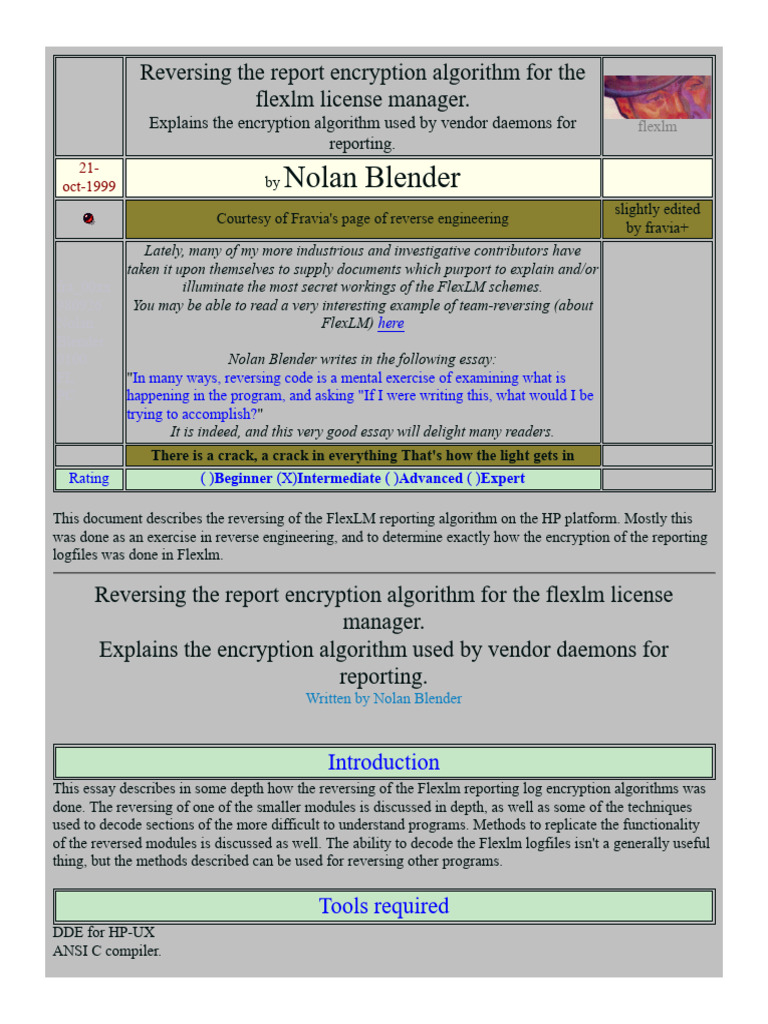 FlexLM Report Encryption Reversal Guide | PDF | Software Development ...