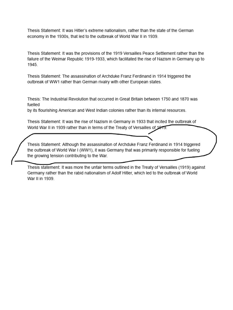 CAPE History Unit 2 Thesis Statement Samples (1) | PDF