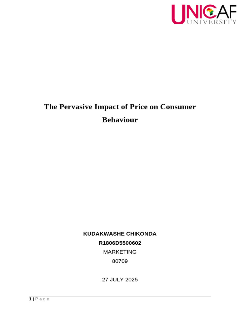 The Pervasive Impact of Price On Consumer Behaviour | PDF