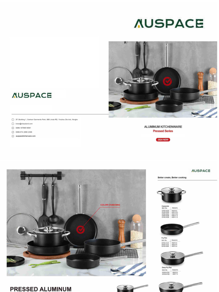 Auspace Pressed Aluminum Cookware 2025 | PDF