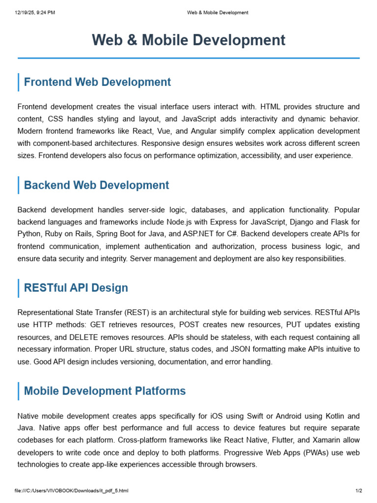 Web & Mobile Development | PDF | Mobile App | World Wide Web