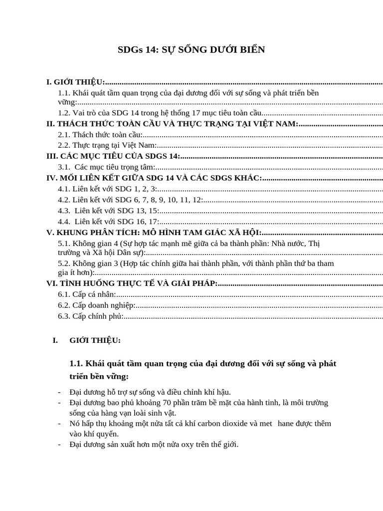 SDG 14 - Sự Sống Dưới Biển | PDF