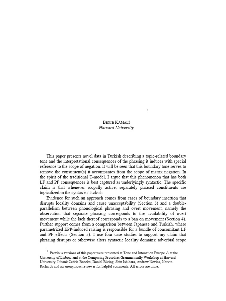 Scope of Negation and Phonological Phras | PDF | Syntax | Stress ...