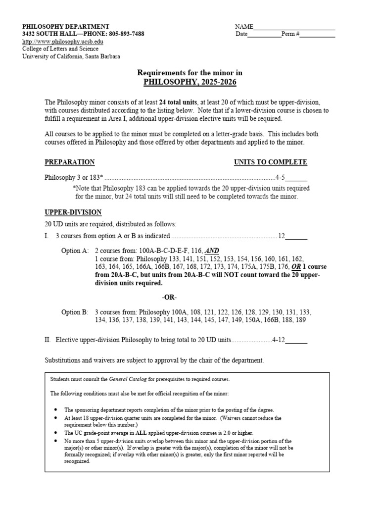 Philosophy Minor (2025) | PDF