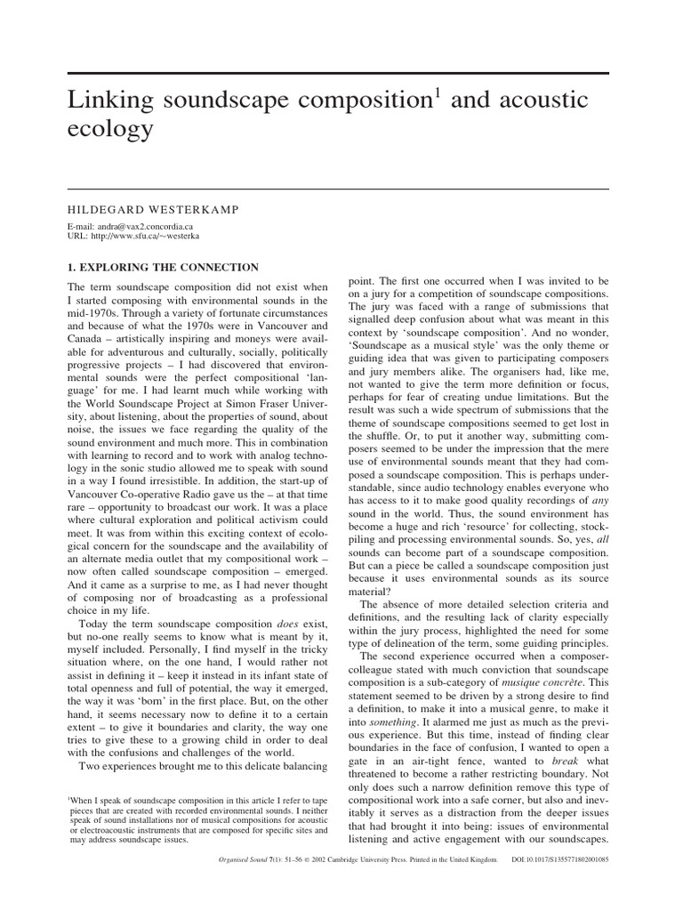 Linking Soundscape Composition and Acoustic Ecology | PDF | Sound ...