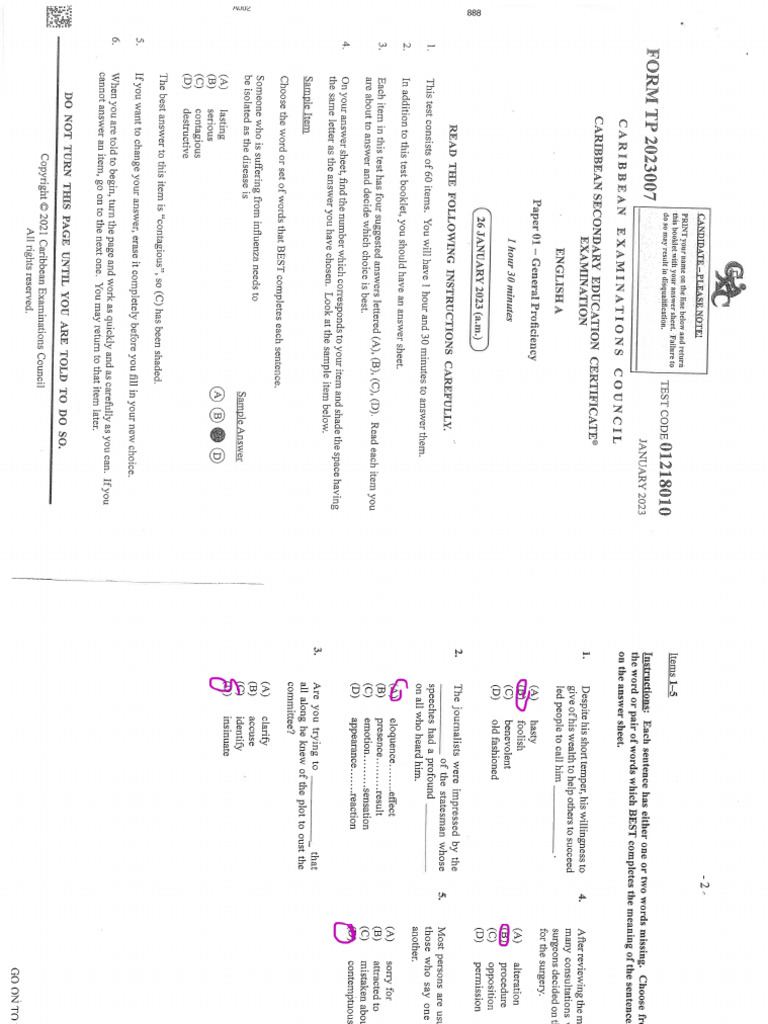 CSEC English A January 2023 Paper 1 | PDF