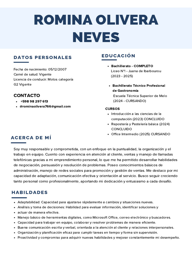 CV - Romina Olivera | PDF