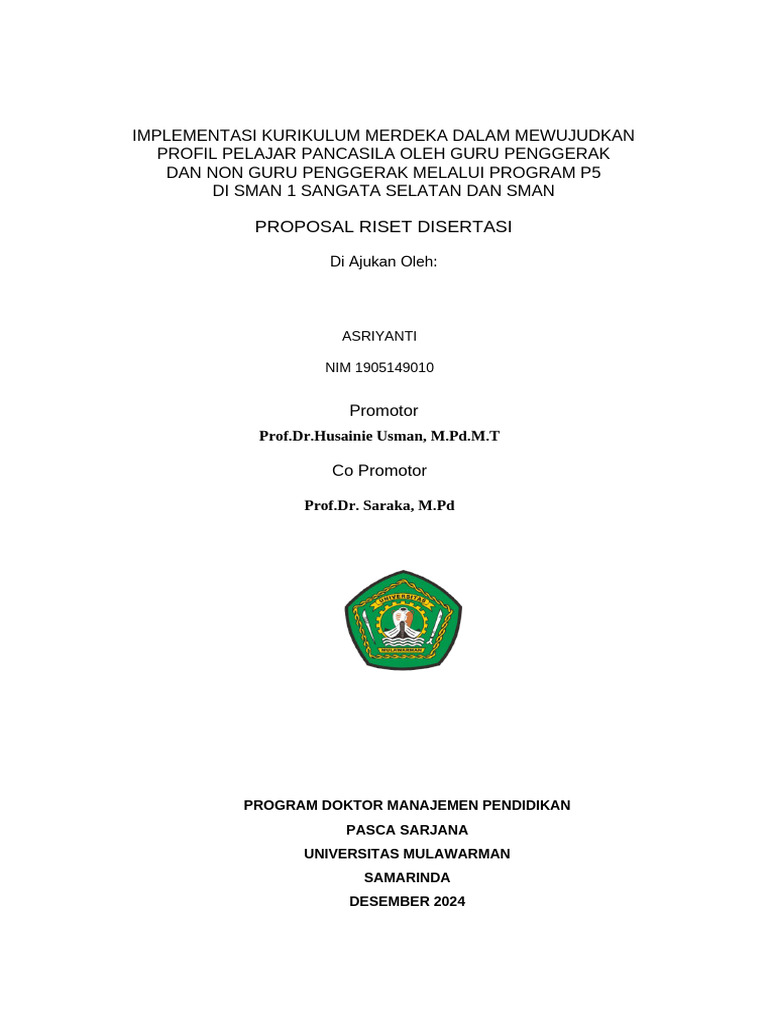 Kerangka Proposal Disertasi | PDF