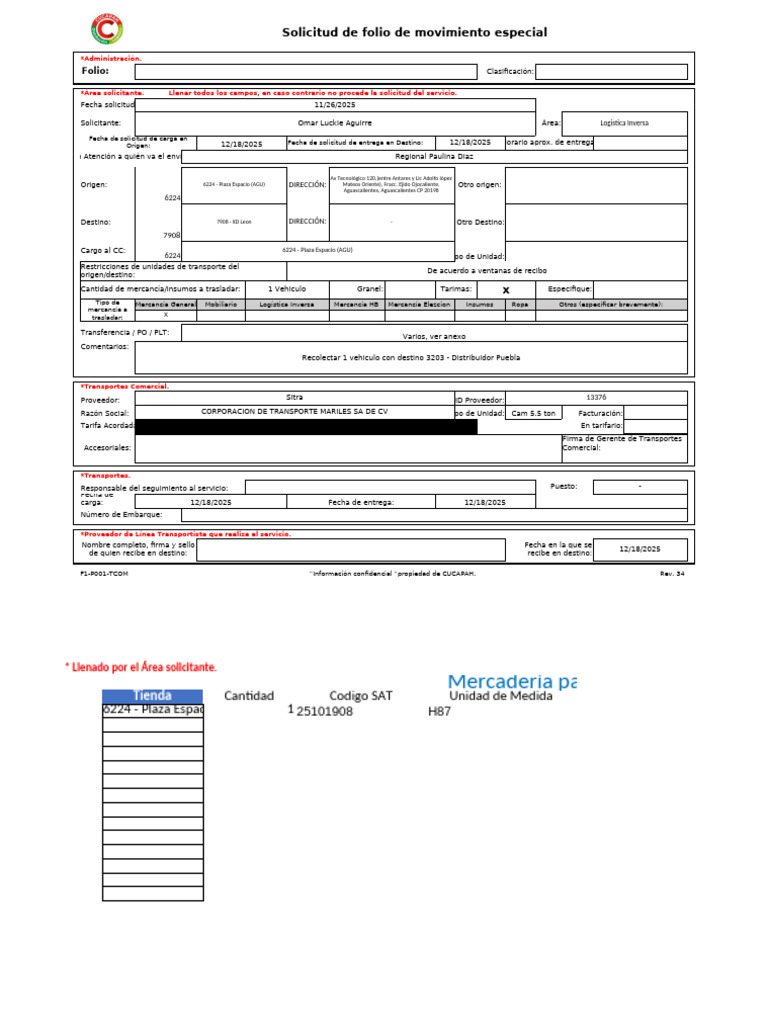 Pe01. Formato. Solicitud de Movimientos Especiales- 5824 | PDF | México ...
