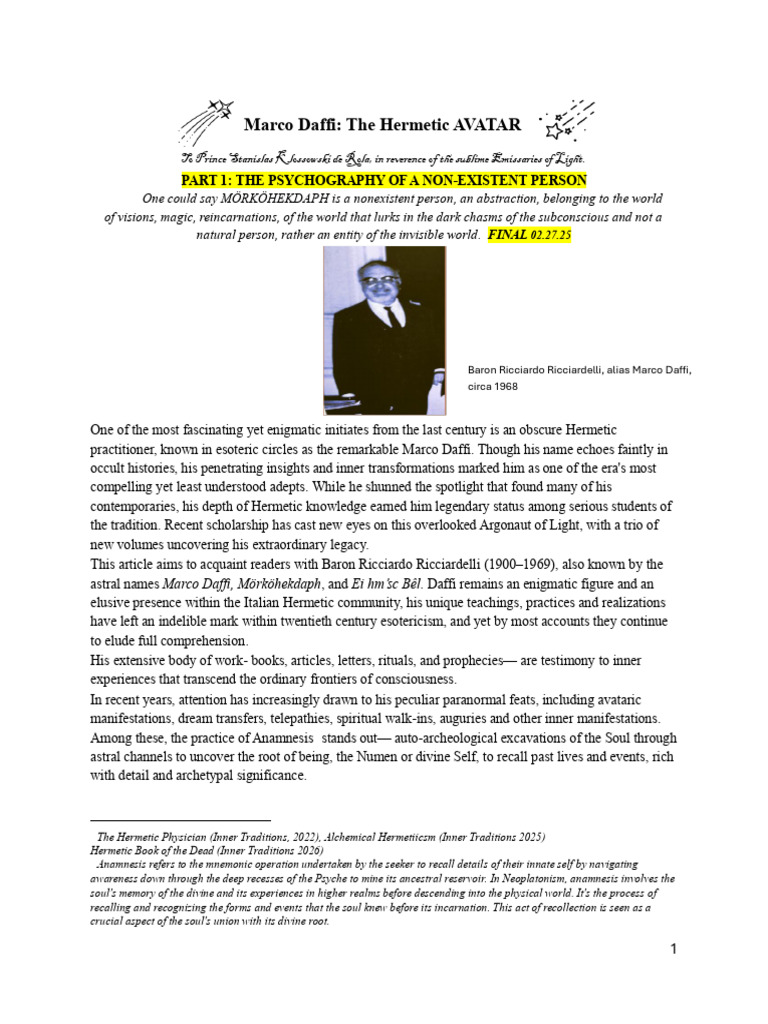 FINAL_Marco Daffi. the Hermetic AVATAR 02.27.25 | PDF | Hermeticism | Soul