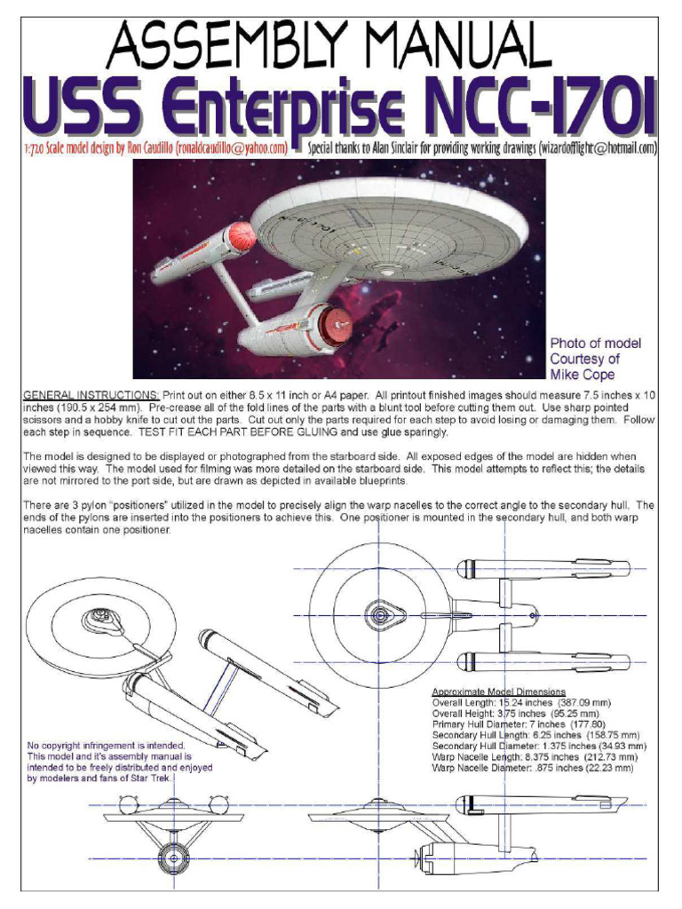 Enterprise1701tos Instr | PDF | Uss Enterprise (Ncc 1701) | Hull (Watercraft)