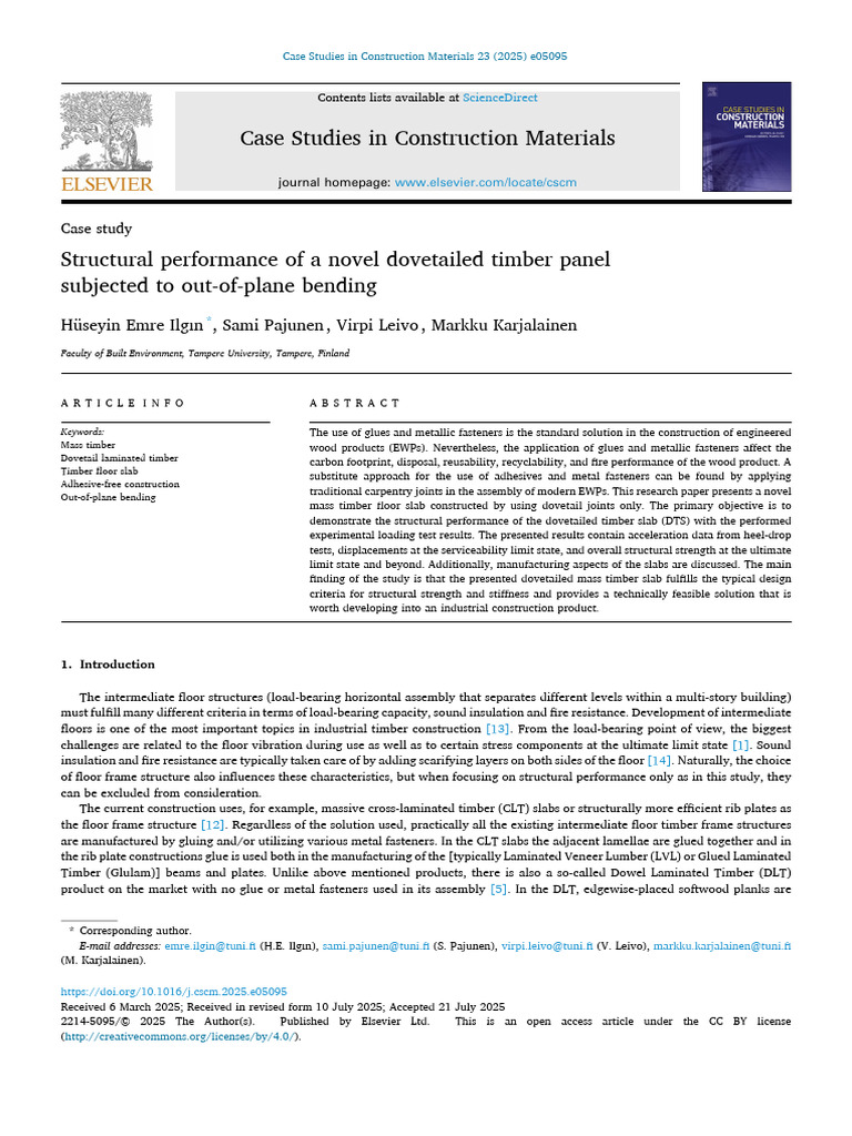 Dovetailed Timber Panel Structural Study | PDF | Beam (Structure ...