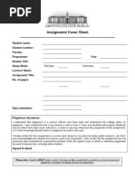 WSU Assignment Cover Sheet Template | PDF