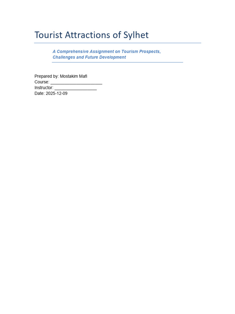 Sylhet Tourism Assignment | PDF | Tourism | Natural Environment