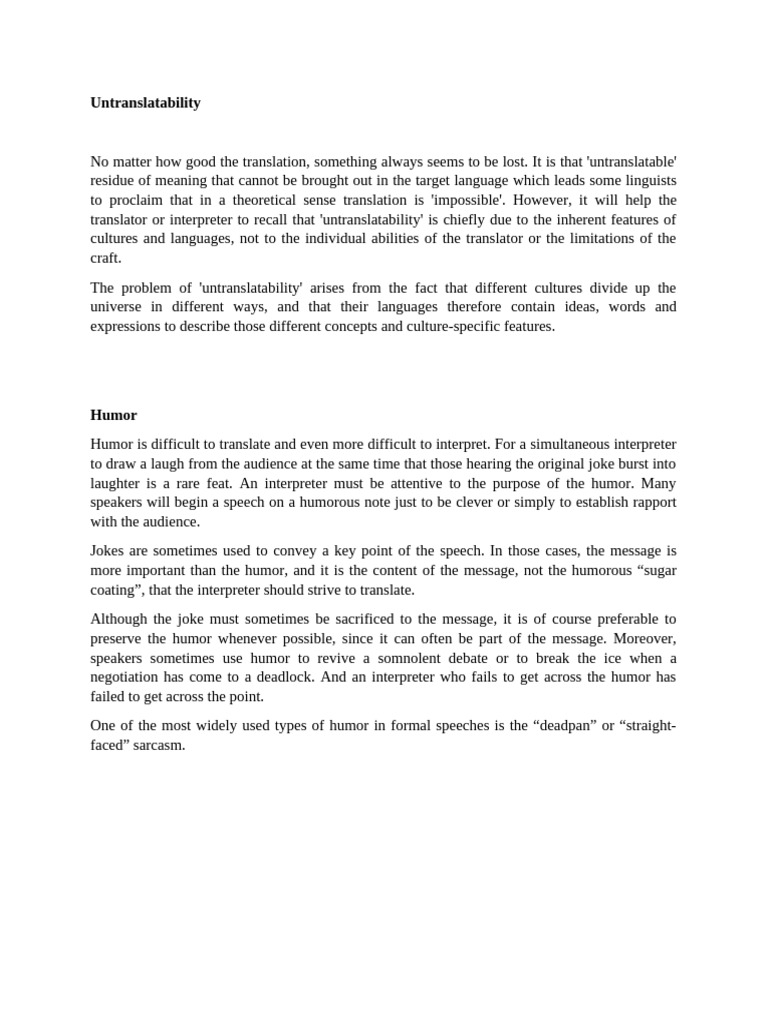 Humour & Untranslatability | PDF