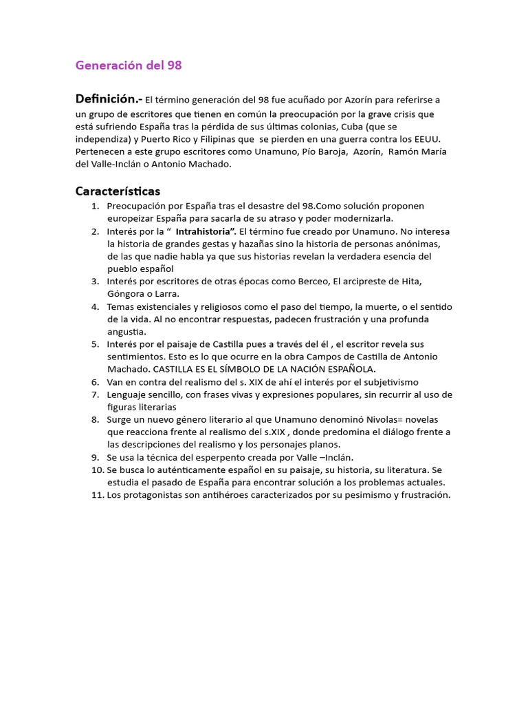 Generación del 98 | PDF